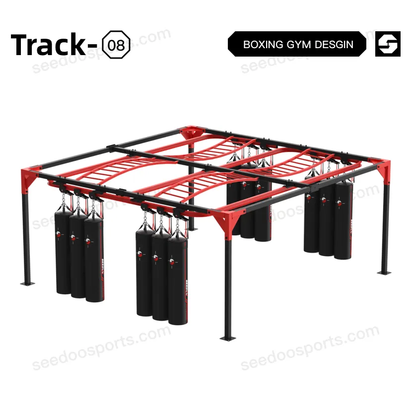 Combination track boxing bag rack